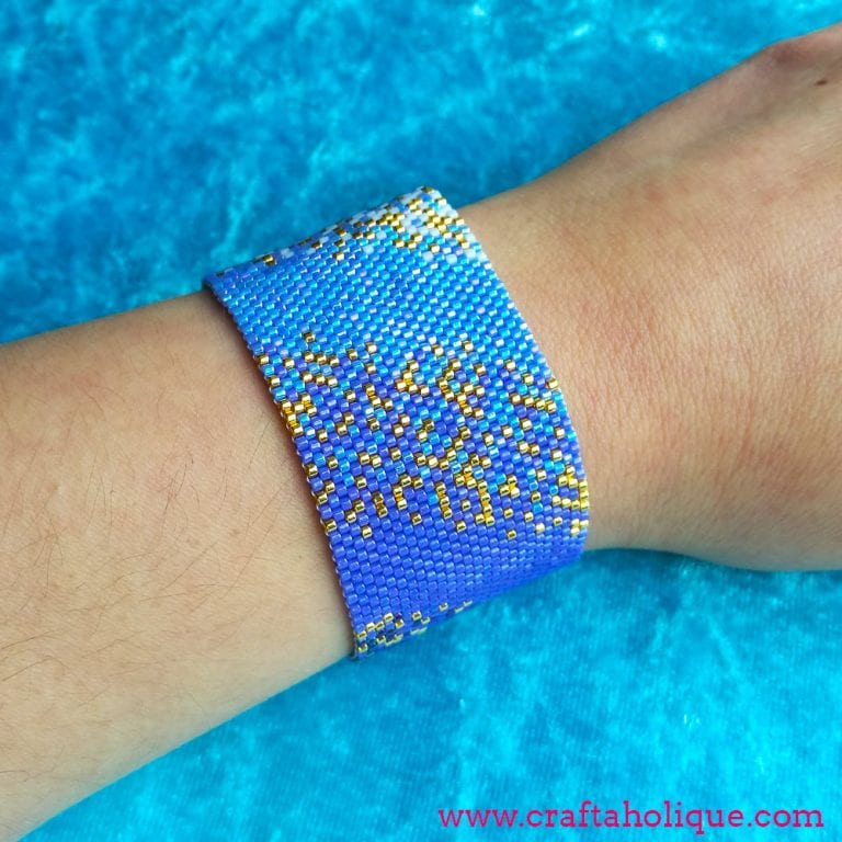 Peyote Stitch Beaded Cuff Bracelet Pattern - Ocean Haze - Craftaholique