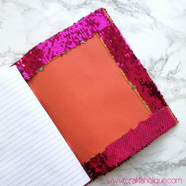 Reversible Mermaid Sequin Fabric Notebook Tutorial - Craftaholique