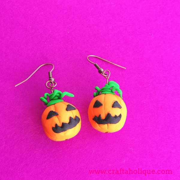 Halloween DIY: FIMO Clay Spider Ring and Pumpkin Earrings - Craftaholique