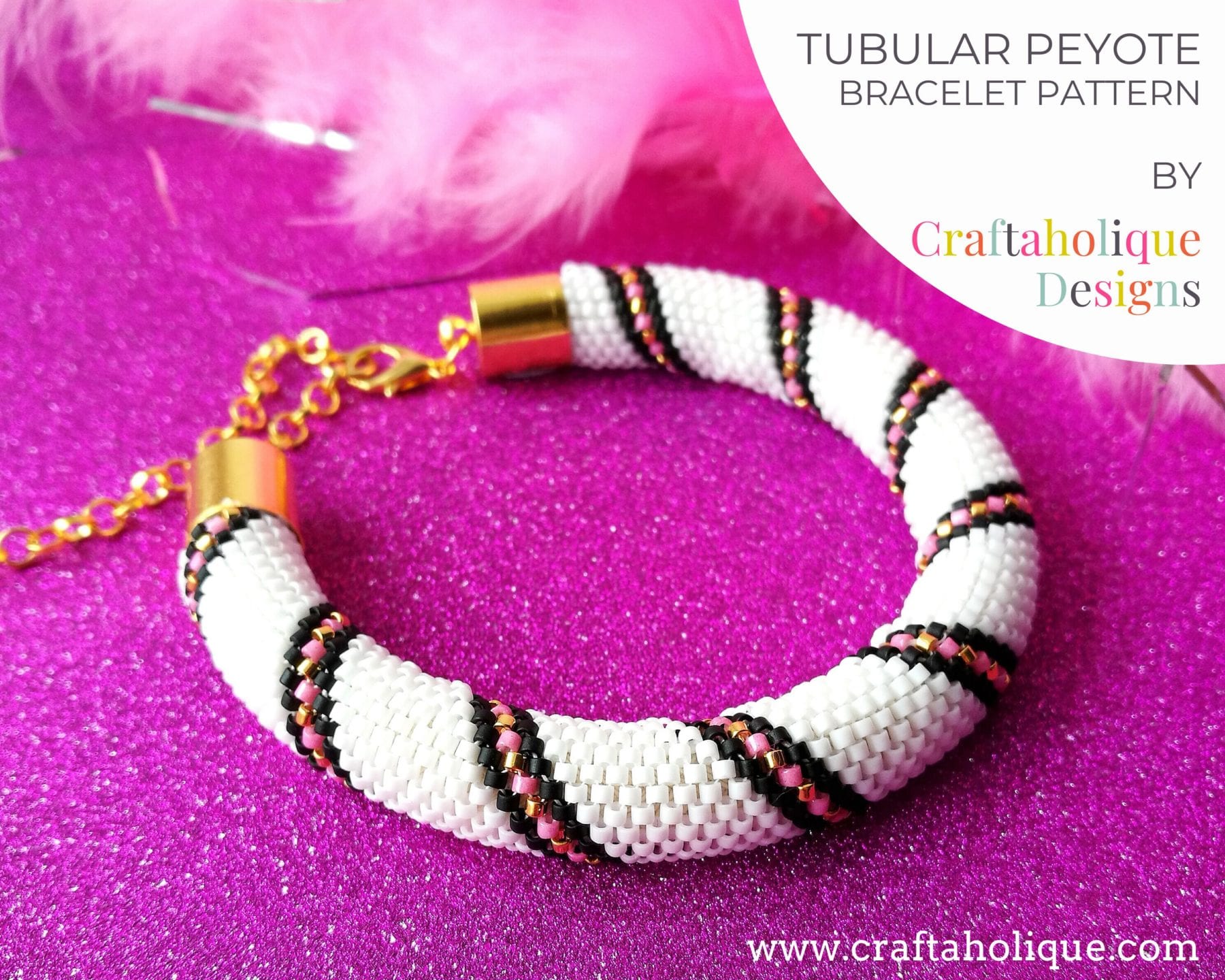 Tubular Peyote Bracelet Pattern - Classic Stripe - Craftaholique